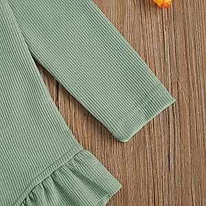 Merqwadd Toddler Baby Girl Swimsuit Rash Guard Long Sleeve One Piece Swimwear Bathing Suit for 1-5Years Kids (B-Mint Green,12-18 Months)