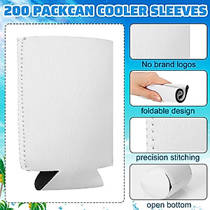Umigy 200 Pcs Can Coolers Bulk, Insulated Neoprene Beer Can Cooler Sleeves, Plain Can Cooler Cover for Sublimation Soda Drink Water Bottle Birthdays Weddings Bachelorette Party