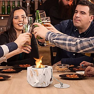 Icnice Concrete Tabletop Fire Pit, Portable Concrete Fire Pit, Ethanol Fire Pit Table Top Firepit, Fire Bowl, Mini Personal Fireplace for Indoor & Garden - Bio Ethanol Fuel