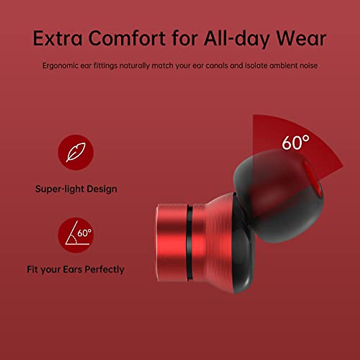 FAPO Lightning Earbuds for iPhone, MFi Certified Wired Earbuds in-Ear Noise Isolation Headphones with Microphone, Headphones for iPhone 13/12/11 Series X/XS/Max/XR iPhone 8/8P/7P(Red)