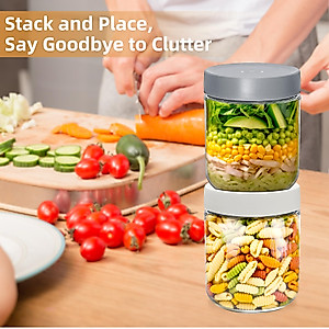 PFUM Convenient Canning Jars Set: 18 oz Glass Overnight Oats Containers 2Pack- Airtight Lids, Mason Jars for Oatmeal, Seed Pudding, Snacks Glass Food Storage Containers (2 white)