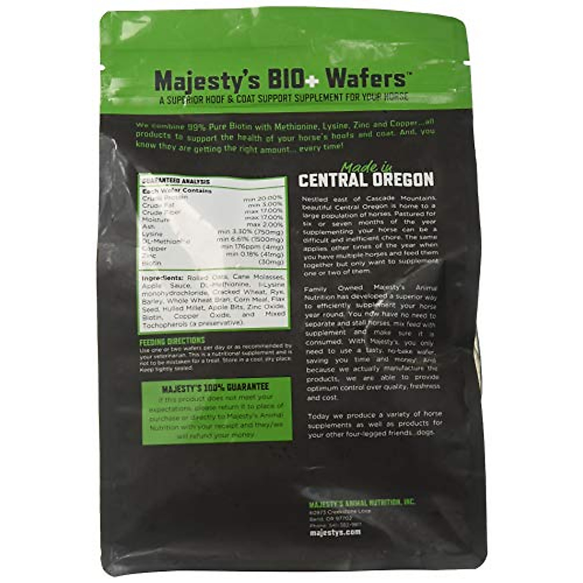 Majesty's Biotin Wafers - Superior Horse / Equine Hoof and Coat Support Supplement - Copper, Zinc, Lysine, Methionine - 30 Count (1 Month Supply)