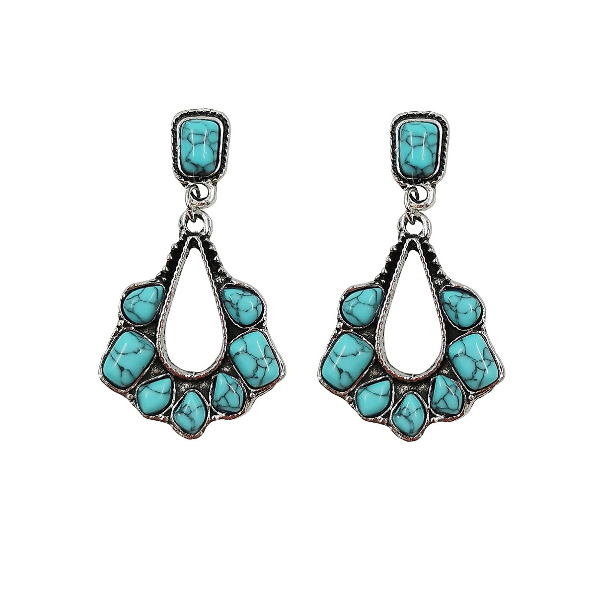 TOPACC Turquoise Concho Chain Belts for Women Western Cute Boho Teal Metal Cowgirl Country Concert Belt for Dresses Jeans