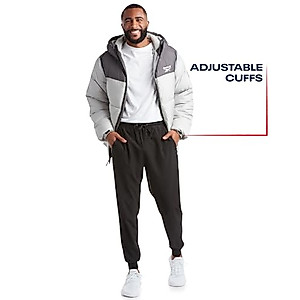 Reebok Men's Puffer Jacket - Heavyweight Quilted Puffer Coat with Wide Hood - Weather Resistant Ski Jacket for Men (M-XXL), Size Large, Charcoal/Grey