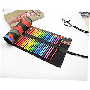 ULDIGI Slot Canvas Paint Brush Holder Up Storage Organizer for Artists Watercolor Oil Paint Pens Pencils Tree Pattern Design