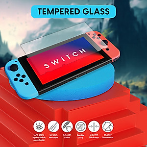 TalkWorks Super Combo Pack Accessories for Nintendo Switch - 2 Grips, 2 Wheel Controller Grips, 2 Game Card Holders, 1 Charging Dock, Thumb Grips, USB-C Cable, Switch Stand, Screen Protector