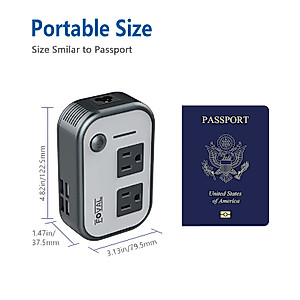 FOVAL Power Step Down 220V to 110V Voltage Converter International Travel Adapter for Hair Straightener/Curling Iron Including US/AU/EU/UK/India Universal Plug Adapter