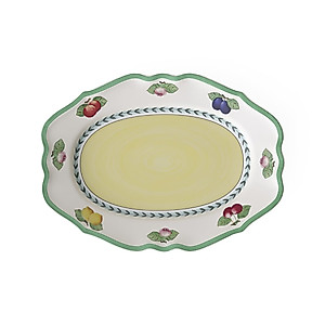 Villeroy & Boch French Garden Fleurence Oval Platter, 17.25 in, White/Multicolored