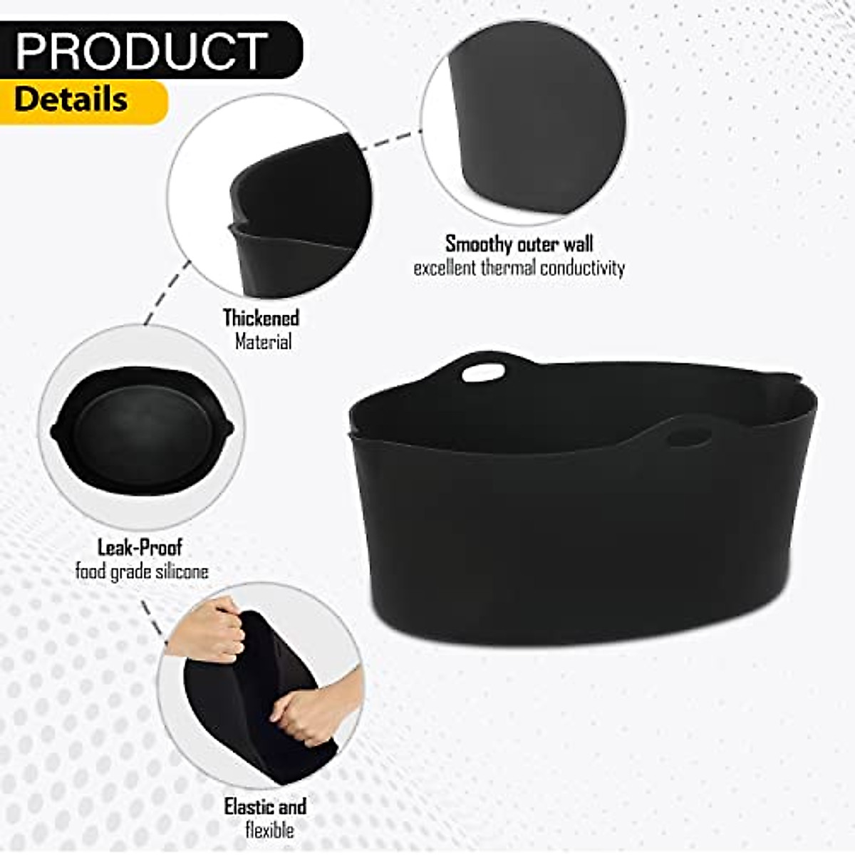 Reusable Silicone Slow Cooker Liners for 7-8 Quart Crock Pot - Easy Clean Oval Shape Silicone Crockpot Reusable Inserts With Lift Handle, Leakproof, Dishwasher Safe