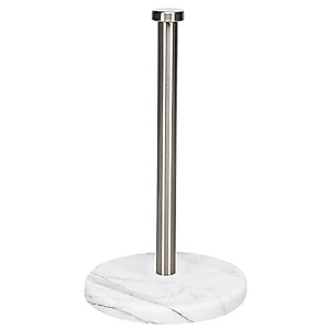 NearMoon Standing Paper Towel Holder, Kitchen Paper Towel Roll Holder- for Bathroom Kitchen Countertop, Standard or Jumbo-Sized Roll Holder (with Marble Base, Brushed Nickel)