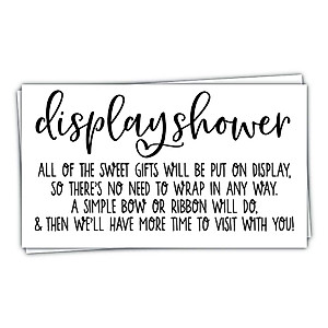 50 Display Shower Cards - Modern Script Design - Unwrapped Gift Request Invitation Inserts for Bridal or Baby Shower