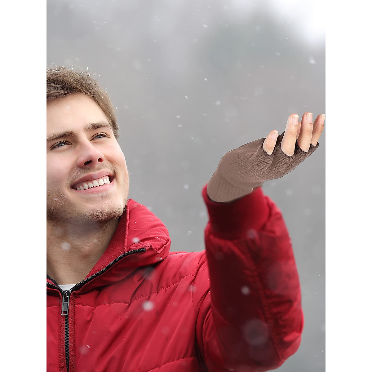 SATINIOR 2 Pair Unisex Half Finger Gloves