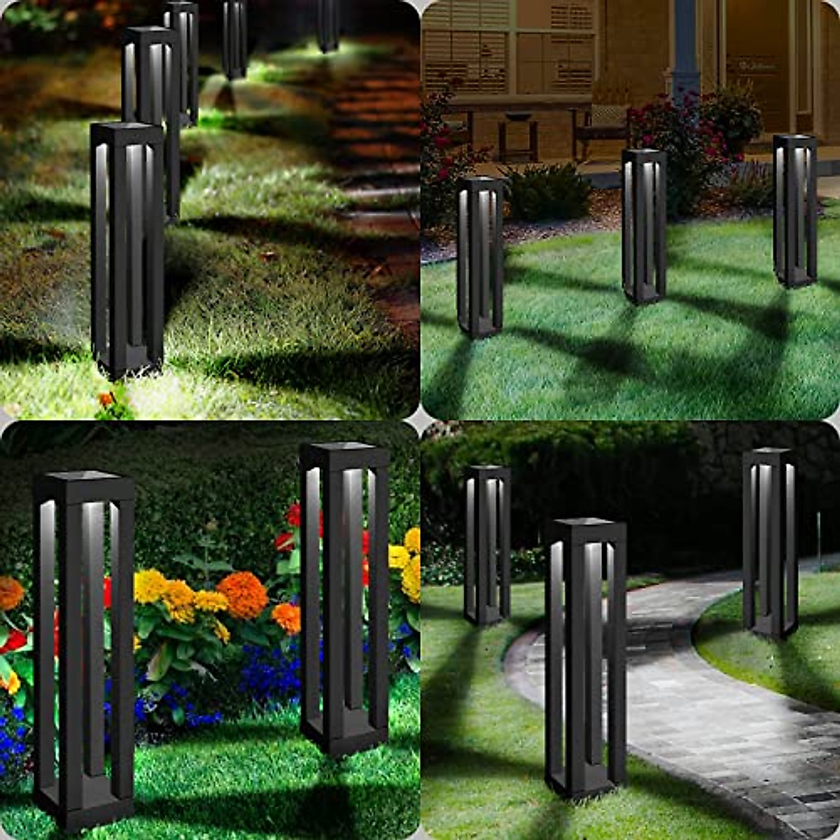 Solar Pathway Lights Outdoor Waterproof 19", 4 Pack Outdoor Floor Lamps Stainless Steel Decorative, Solar Path Lights for Walkway Pathway Yard Garden Patio Driveway