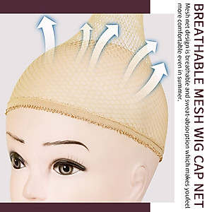 FANDAMEI Wig Caps Net, 4PCS Wig Caps Mesh Net Open End, Light Brown Wig Cap for women, Nylon Mesh Wig Caps Net, Strength Wig Cap Light Brown