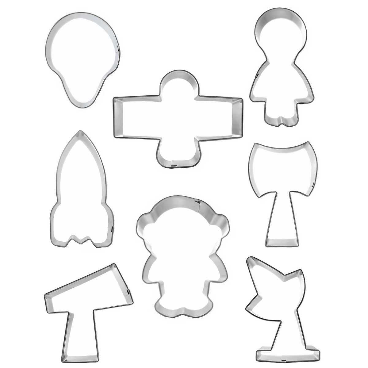 Space Alien Series Cookie Cutter Set of 8 pcs, Stainless Steel UFO Fondant Cutters Set Pastry Biscuit Baking Clay DIY Molds for Kids
