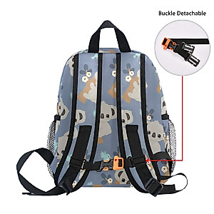 OREZI Cute Floral Koala With Flower Toddler Bag,Non-slip and Detachable Chest Strap Travel Bag Snack diapers Bag Preschool Backpack for Kids Little Boy Girls