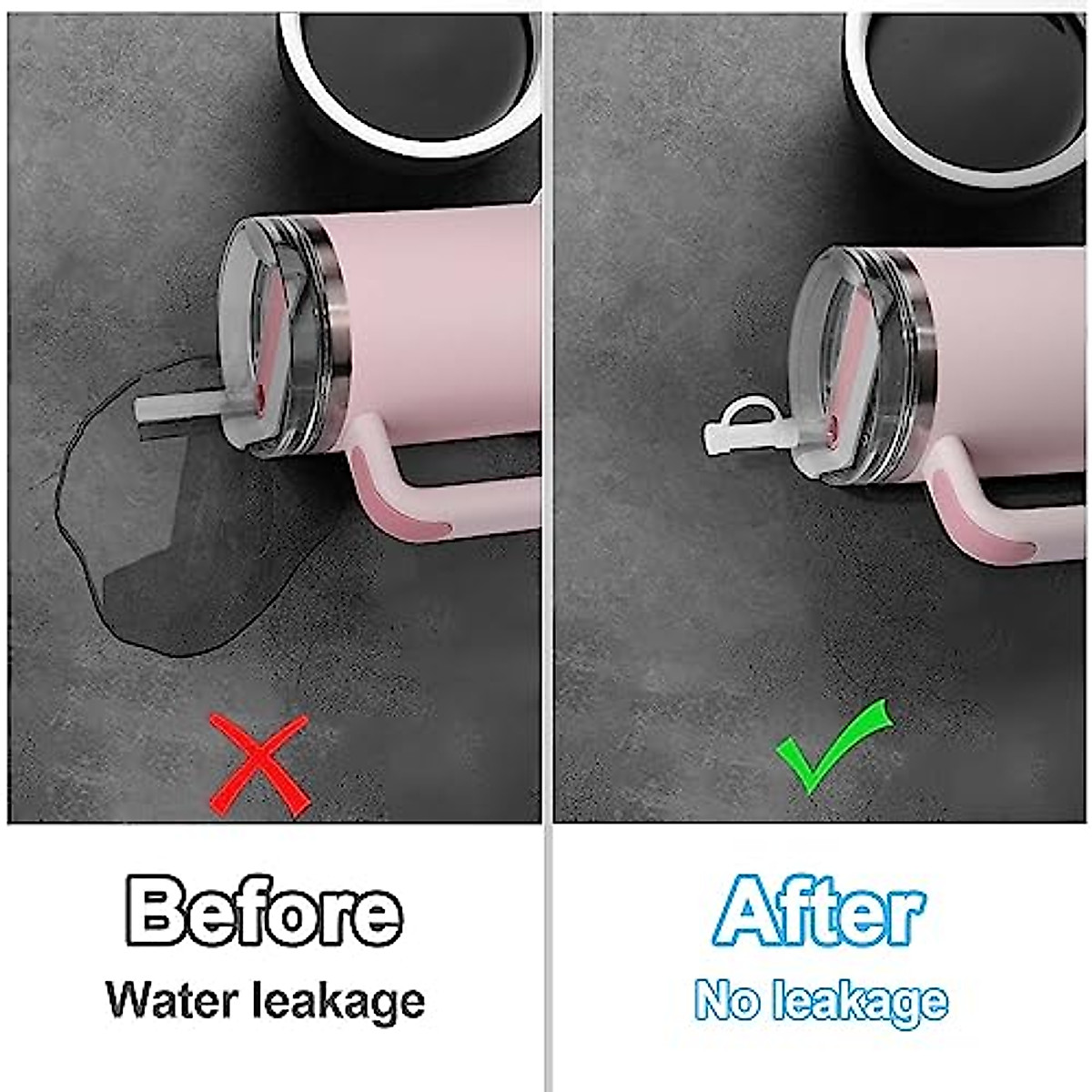 XANGNIER Silicone Spill Proof Stopper Set of 3,for Stanley Cup 1.0 40oz/ 30oz Tumbler with Handle-Including 2 Straw Cover Cap, 2 Square Spill Stopper and 2 Round Leak Stopper,Stanley Cup Accessories