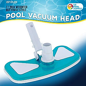 U.S. Pool Supply 11" Weighted Butterfly Pool Vacuum Head, 1-1/4" or 1-1/2" Swivel Hose Connection - Cleans Floor Debris - Safe for Vinyl Lined Pools