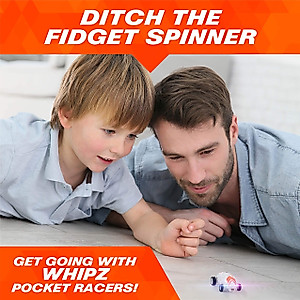 USA Toyz Whipz Micro Racers Toy Cars for Kids - Mini Keychain Car, Glow in The Dark LED Fast Pocket Racer Fidget Toy, Mini Car Spinner with Racing Stunt Ball, Keychain Clip, and USB Charger