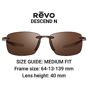 Revo Sunglasses Descend N: Polarized Serilium+ Lens with Rimless Rectangle Frame, Crystal Brown Frame with Terra Lens
