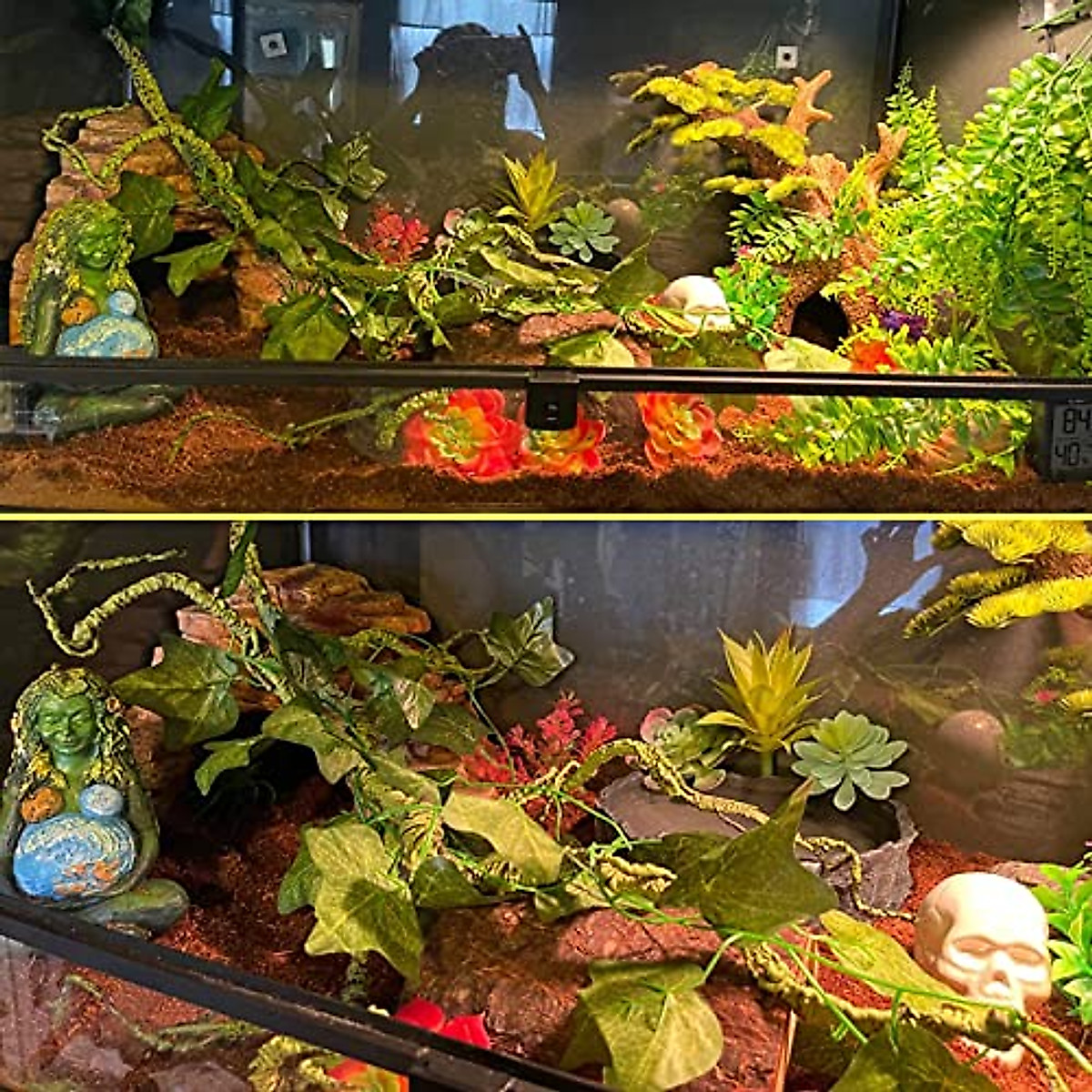 kathson Reptile Plants,Bendable Jungle Vines,Flexible Hanging Plant Habitat Decoration Tank Accessories for Bearded Dragon Chameleon Lizards Gecko Tree Frog (3 PCS) 