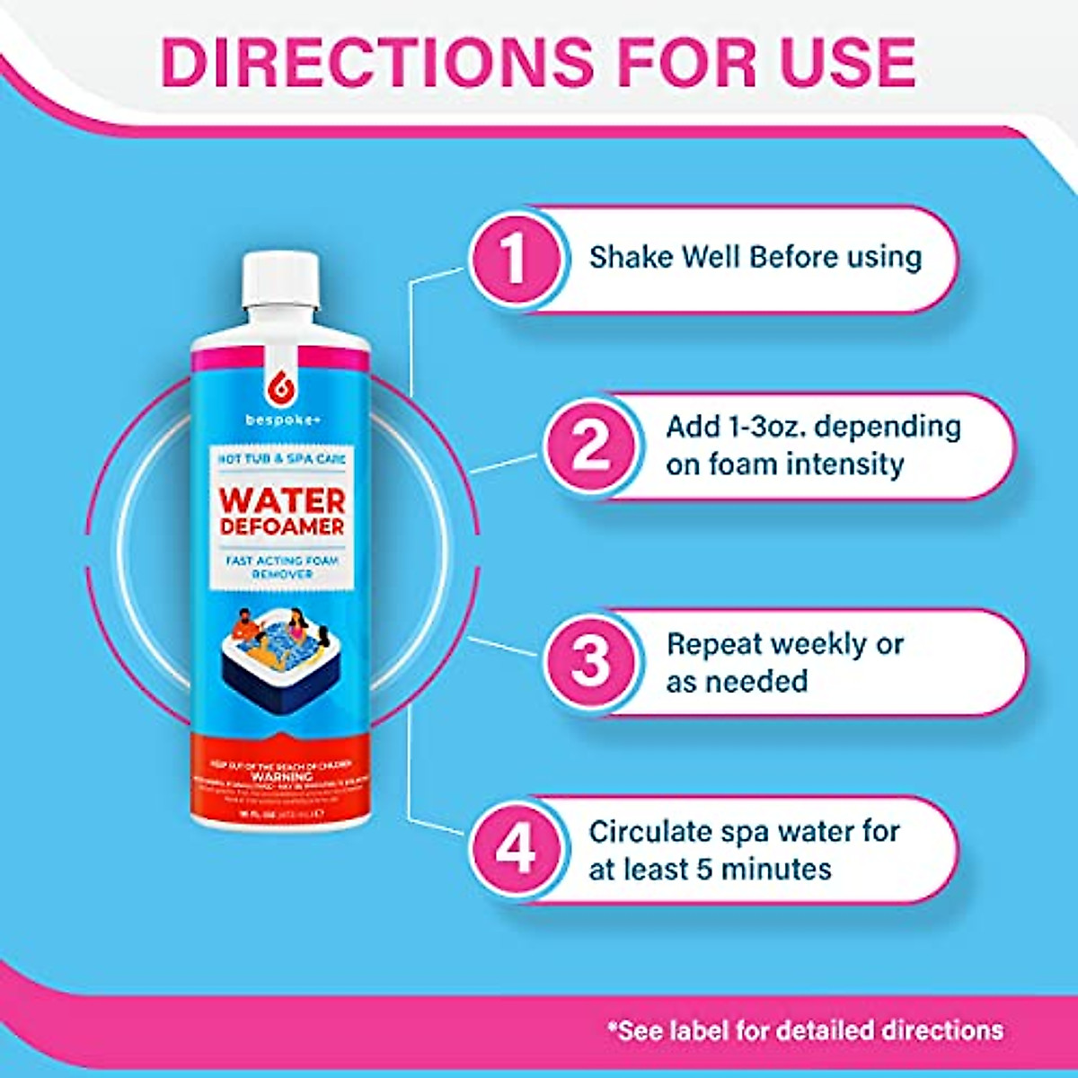 Spa Defoamer for Hot Tub & Hot Tub Foam Eliminator, Spa Anti Foam for Hot Tub Owners to Keep Spa Foam Down & get Foam Out, HotTub Foam Reducer & Spa Bubble Remover (1- Pint)