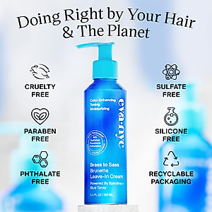 Eva NYC Brass to Sass Brunette Leave-In Cream for Color-Treated Hair, Vegan No-Rinse Toner for Brassy Orange Tones, 5.4 fl oz