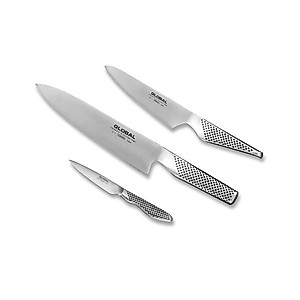 Global G-2338-3 Piece Starter Set with Chef's, Utility and Paring Knife, 3, Silver