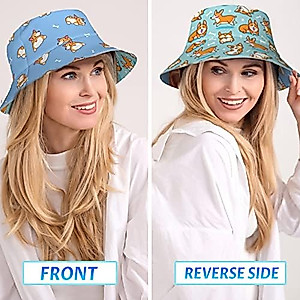 Corgi Gifts for Corgi Lovers Bucket Hat for Women Men Unisex Sun Cap Packable Outdoor Fisherman Hat Headwear