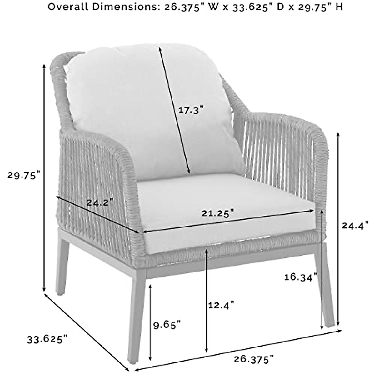 Crosley Furniture Haven 2-Piece Outdoor Chair Set, Wicker Patio Chairs for Conversation, Porch, Deck, Light Brown with Light Gray Cushions