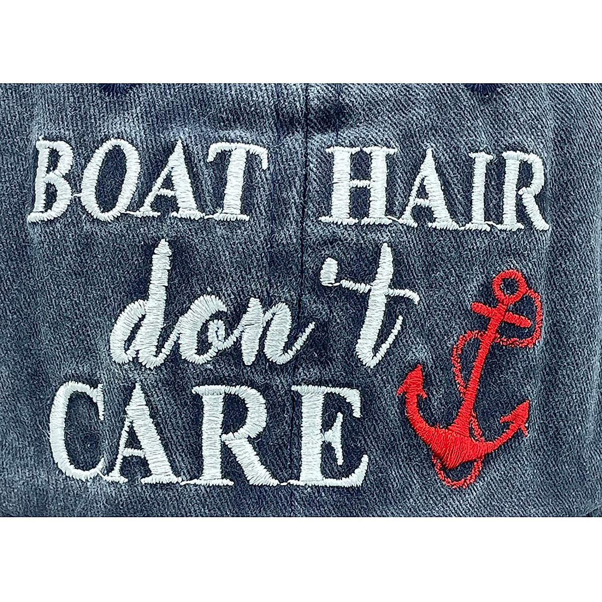 Women's Baseball Cap Boat Hair Don't Care Vintage Distressed Embroidered Dad Hat