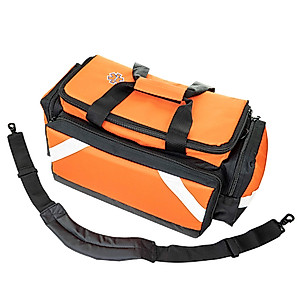 LINE2design Empty Medical Elite Trauma Bag - First Responder Carrier Bag for EMT, Paramedic, Emergency and Medical Supplies Kit - Heavy-Duty Zippered Pockets Portable EMS Home Health Aides - Orange