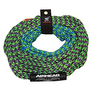 Airhead 2 Section Tow Rope | 1-4 Rider Towable Tube Rope, Dual Sections, 4,150lb Break Strength, 50 ft and 60 ft Options, Rope Keeper Included