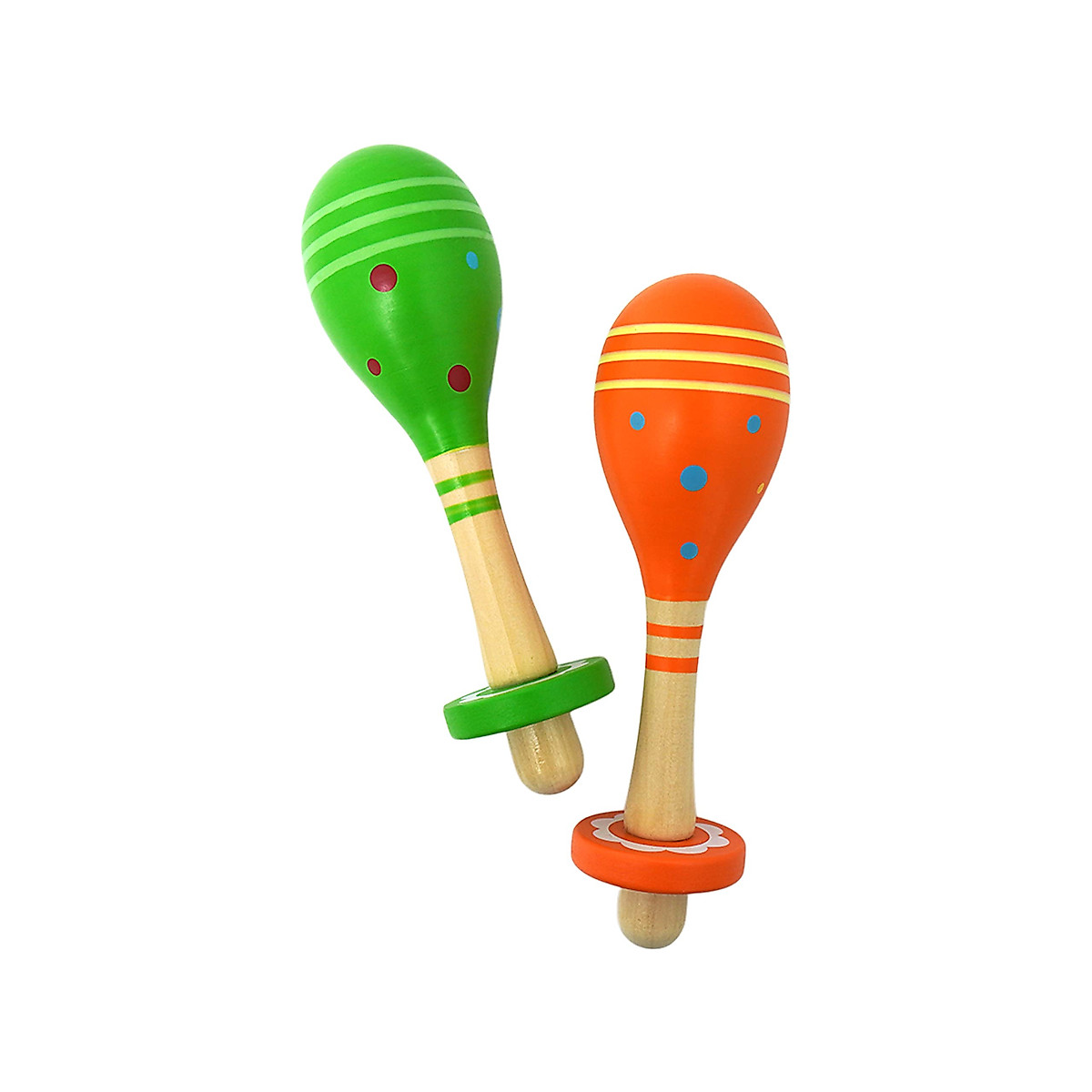 NatyPi Wooden Rattles Baby Montessori Early Educational Grasping Teething Toys for 1 2 3 Year Old Kids, 2pcs Musical Toy Set, Designed in USA, Sealed with Organic Flaxseed Oil, Perfect Toddler Gift