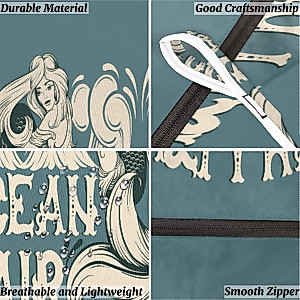 Ocean Mermaid Hanging Laundry Hamper large Wall Mounted Laundry Basket with Stainless Steel Hooks Laundry Room Organization and Storage Saving Space Over the Door Laundry Bag