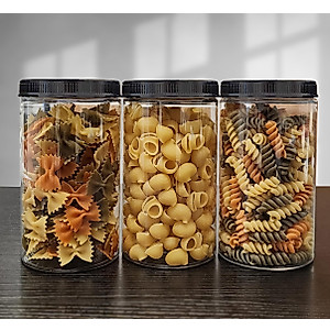ljdeals 32 oz Clear Plastic Jars with Lids, Storage Containers, Wide Mouth PET Mason Jars, Pack of 6, BPA Free, Food Safe, Made in USA