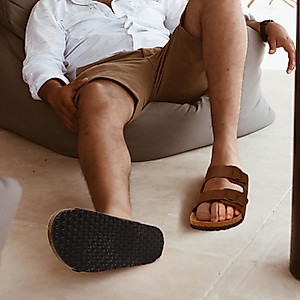 ONCAI Men's-Slide-Sandals-Beach-Slippers-Slippers Shoes Indoor and Outdoor Anti-skidding Flat Cork Sandals and Male Summer Beach Slippers with Non-Slip Soles Size 12