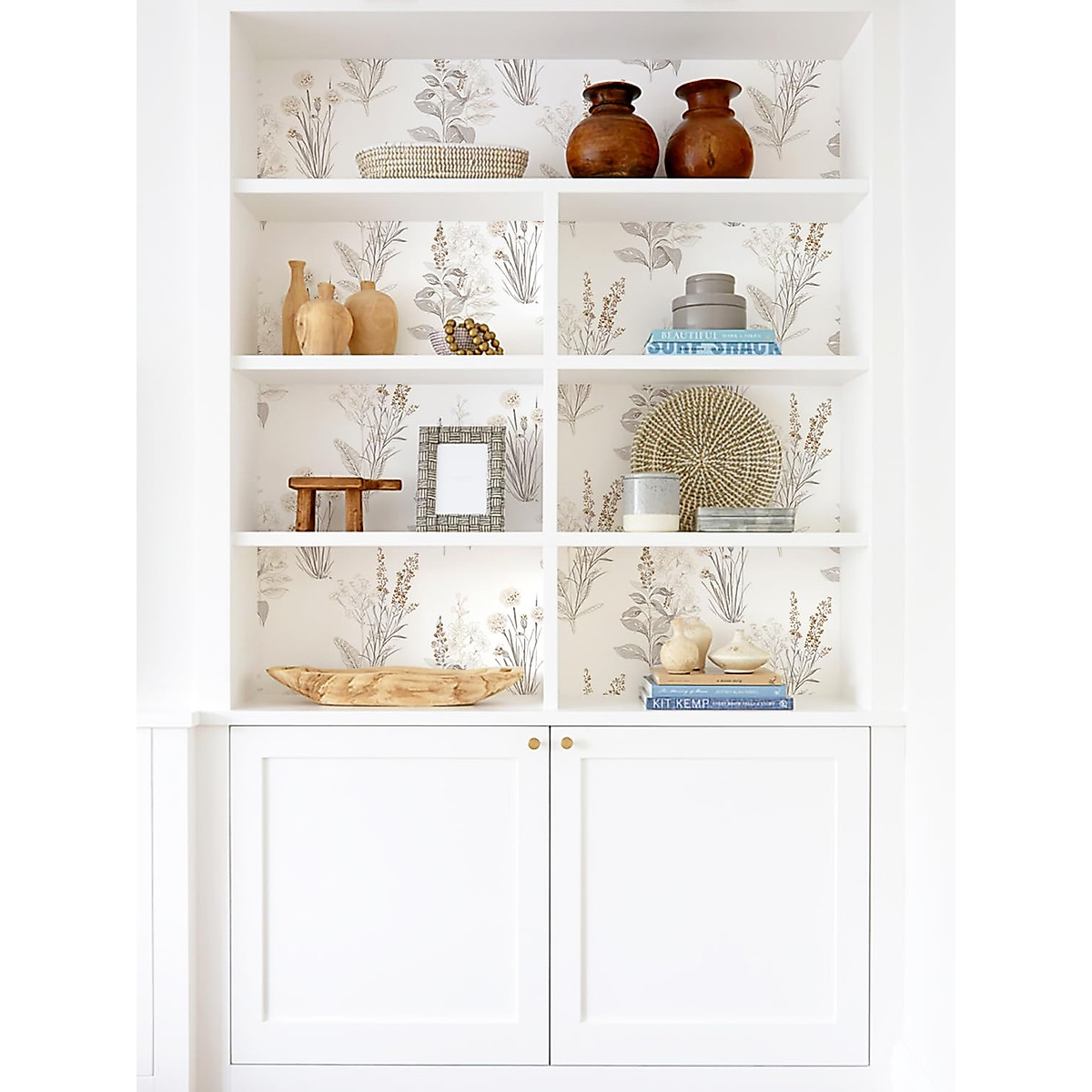 Orainege Peel and Stick Wallpaper Beige Floral Wallpaper Boho Contact Paper 15.7in x118.1in Self Adhesive Removable Wallpaper for Bathroom Bedroom Cabinets Decor