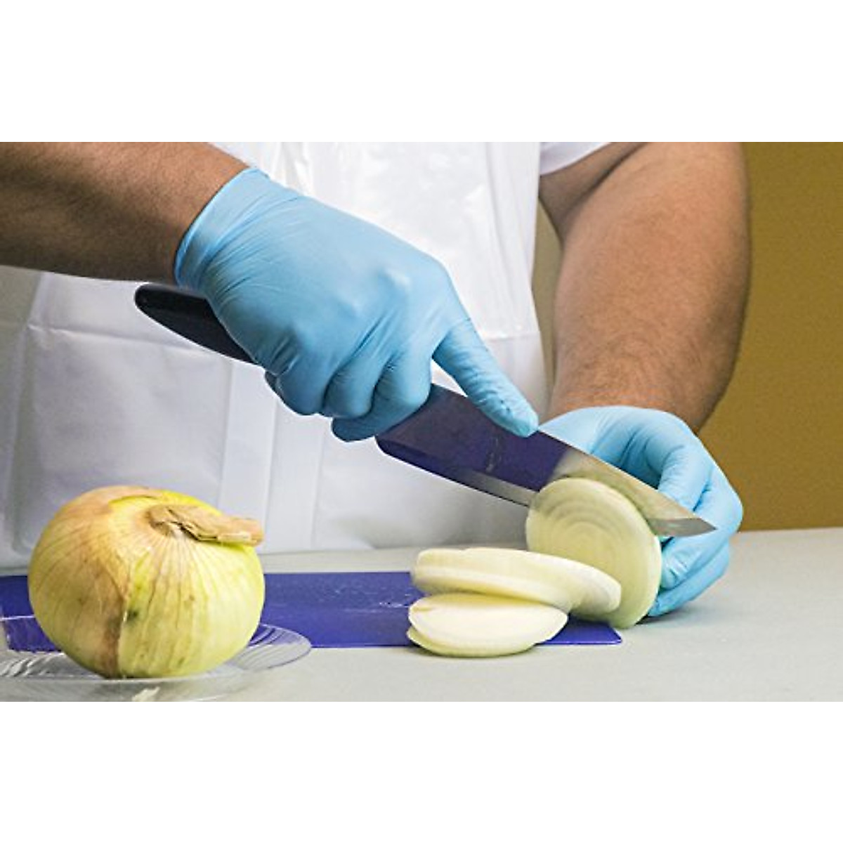 SupplyMaster SMBLNE3L Blue Nitrile Exam Disposable Gloves - 3 Mil, Powder Free, Non-Sterile, Latex Free, Textured, Ambidextrous, Large, Case of 400