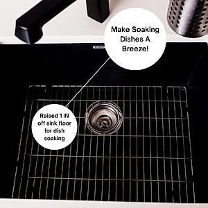 Kitchen Sink Grid (19" x 14") - Kitchen Sink Protector Stainless Steel - Sink Rack for Bottom of Sink with Rear Drain for Single Sink Bowl - Anti Scratch, Sturdy, and Rust Resistant