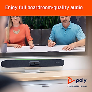Poly - Studio X50 (Polycom) with TC8 Touch Controller - 4K Video & Audio Bar - Conferencing System for Mid-Size Meeting Rooms - Works with Teams, Zoom & more