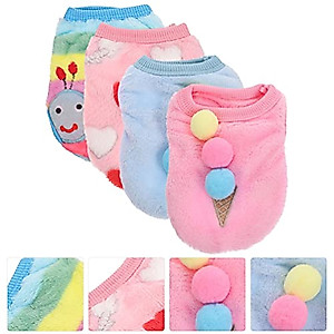POPETPOP Warm Pet Shirts 4pcs Small Dog Winter Clothes Rabbit Warm Clothes Coral Fleece Animal Vest T-Shirt Warm Bunny Rabbit Apparel for Cat Puppy Kitten Ferret Chihuahua