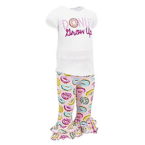 Unique Baby Girls Donut Grow Up Birthday Ruffle Pant Outfit (2t)