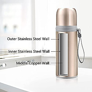 SUPKIT Small Coffee Thermos, Stainless Steel Thermos Cup, BPA Free, Insulated Water Bottle for Hot Drink and Cold Drink, Perfect for Biking, Camping, Office, Car or Outdoor Travel (12 oz, Silver)