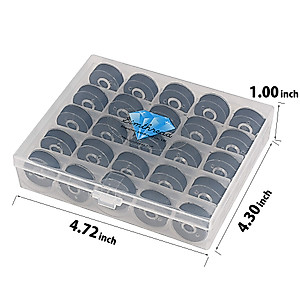 Simthread 25pcs Black Prewound Bobbin Thread Size L (SA155) 60WT for Brother Husqvarna Pfaff Embroidery Thread Sewing Thread Machine with Clear Storage Plastic Case DIY