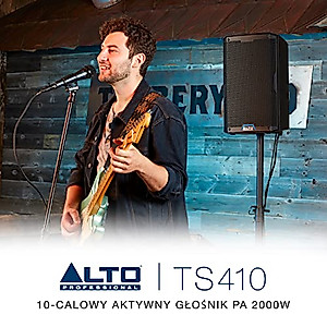 Alto Professional TS410 - 2000W 10" Powered PA Speaker with 3 Channel Mixer, Bluetooth Streaming, Wireless Loudspeaker linking, DSP and Alto App