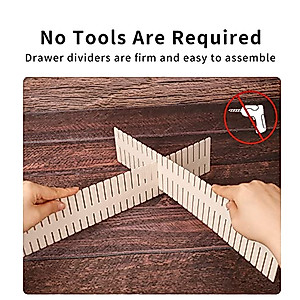 CiiReeH Drawer Dividers, Drawer Organizer for Socks Underwear Makeup Dresser, DIY Adjustable Drawer Dividers for Bedroom Kitchen Office Storage, 8Pcs 16 x 2.7 inch OFF-White
