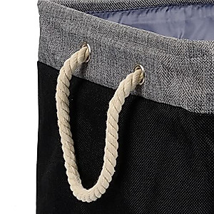 Amazon Basics Foldable Fabric Rectangular Laundry Hamper with Detachable Brackets, Large, Black