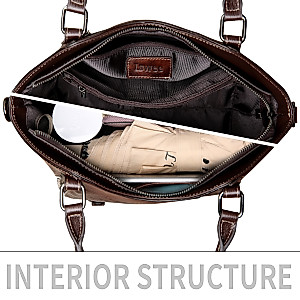 Iswee Leather Shoulder Bags for Women Satchel Bags Vintage Designer Crossbody Purses Tote Bags with Zipper Top-Handle (Coffee)