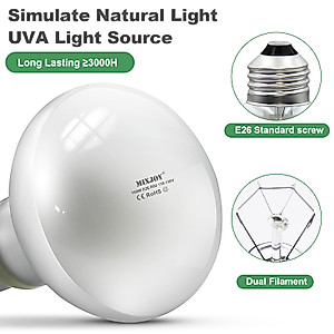MIXJOY Reptile Heat Lamp 100W 2 Pack, UVA Daylight Basking Spot Light, Amphibians Basking Bulbs Heat Lamps, Heat Lamp Bulbs for Reptiles, Lizard, Tortoise, Bearded Dragon